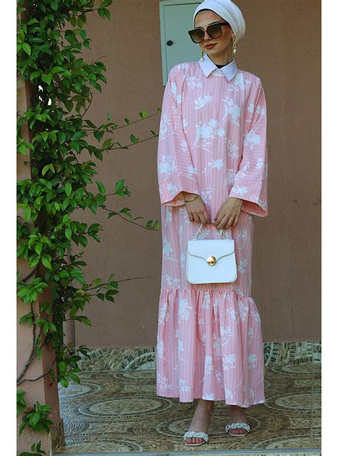Pink Floral Modest Dress