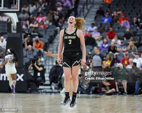 Frida Formann Of The Colorado Buffaloes Reacts After Hitting A News