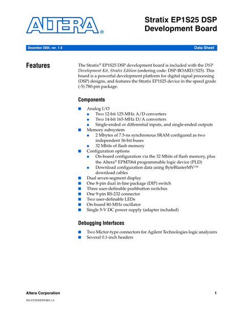 PDF Stratix EP S DSP Development Board Data Sheet Altera PDF FileStratix EP S DSP
