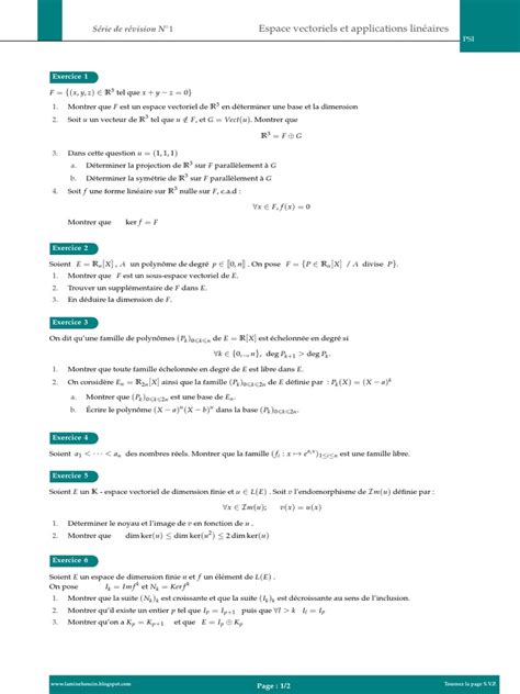 Td Rev Alg Lin S1 Descargar Gratis Pdf Base Algèbre Linéaire