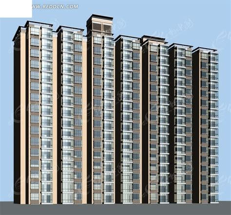 十六层板式联排住宅楼3d模型3dmax素材免费下载红动中国