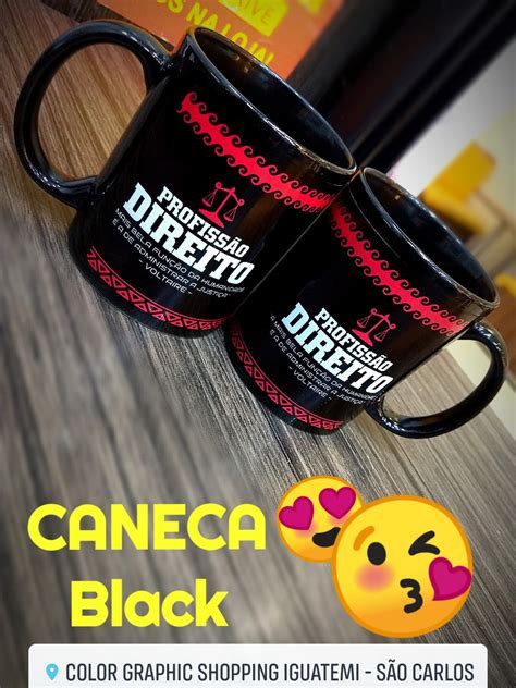 Kit Canecas Black Color Graphic