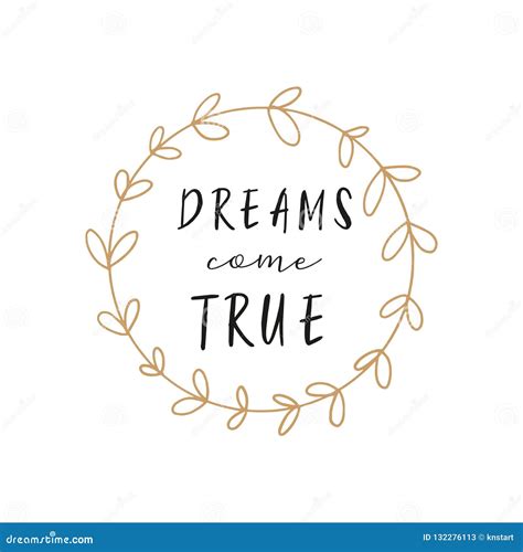 Vector Lettering Card Dreams Come True Text Stock Illustration