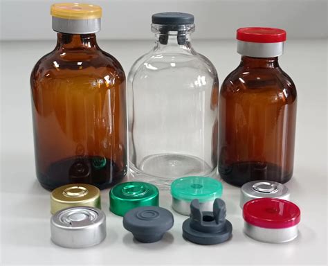 Medicinal Glass Moulded Bottle With Rubber Stopper And Aluminum Cap Injection Vials And Small
