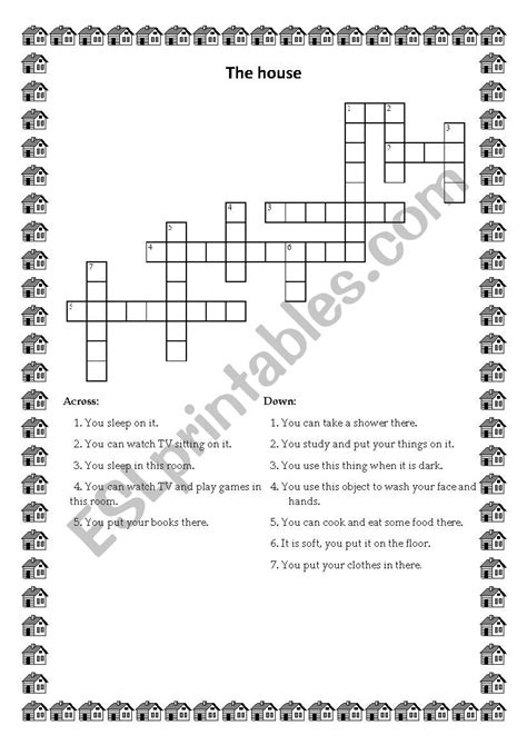 The House Crossword For The Beginners Esl Worksheet By Madya2130