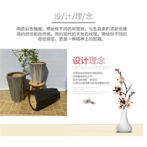简约异形黑白螺纹圆形客厅高筒特大号陶瓷花盆发财树虎皮兰散尾葵 虎窝淘