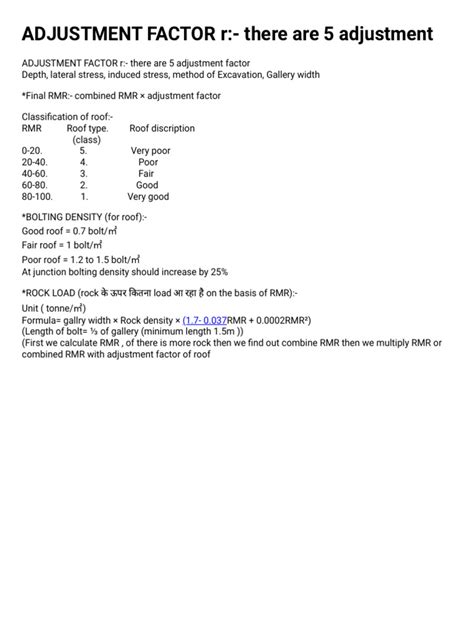 Rmr Adjustment Factors And Roof Classification Pdf