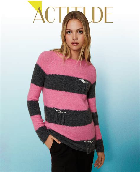Striped Wool And Mohair Maxi Jumper Woman Pink Twinset Milano