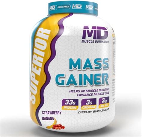 Muscle Dominator Superior Mass Gainer 3kg Strawberry Banana Flavor