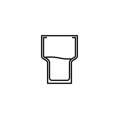 High Ball Glass Icon With Half Filled With Water On White Background