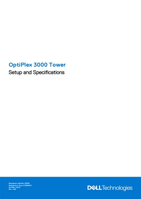 Optiplex 3000 Tower Setup And Specifications Owners Manual