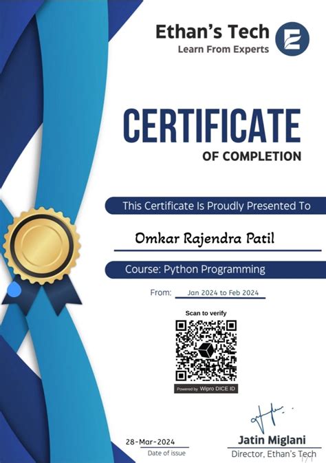 Omkar Patil On Linkedin Python Certification Ethans Tech
