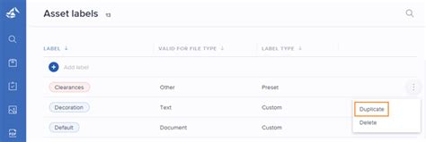 create asset labels