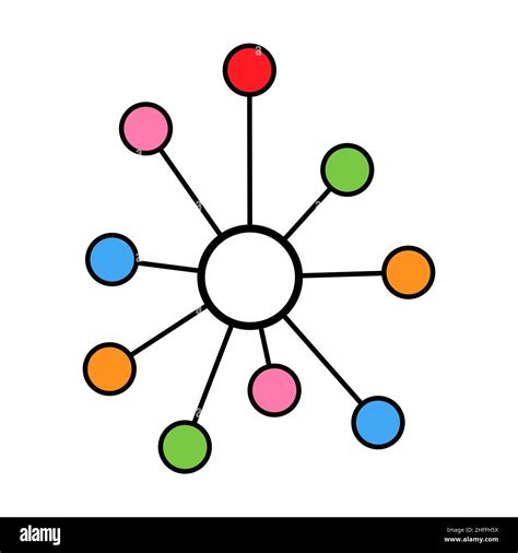 Hub Flat Network Icon Connect Structure Vector Symbol Isolated On White Background Technology