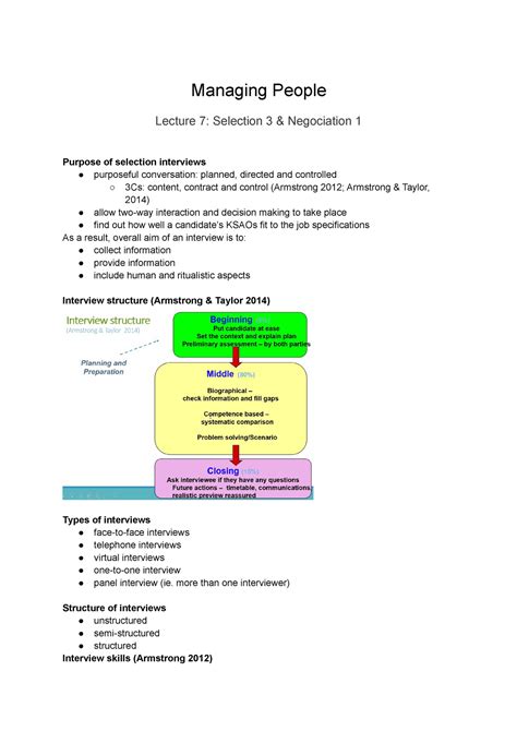 lecture 7 selection 3 and negociation 1 managing people lecture 7