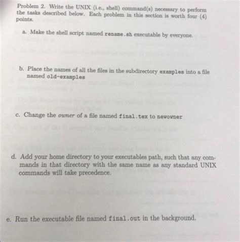 Solved Problem 2 Write The Unix Ie Shell Commands