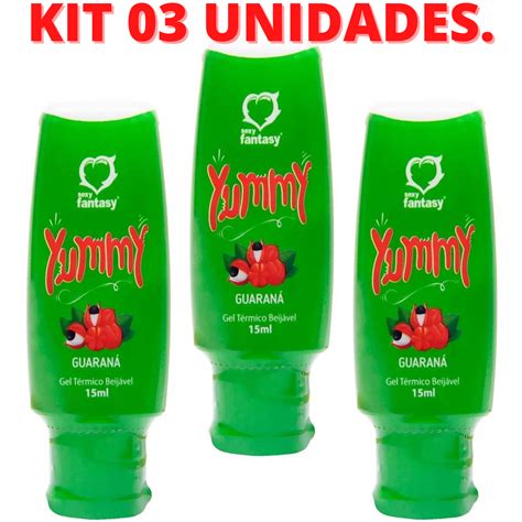 Kit 03 Yummy Gel Térmico Comestível Guaraná Sexy Fantasy Loja Pimenta