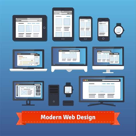 Free Vector Modern Responsive Web Design On All Mobile Devices