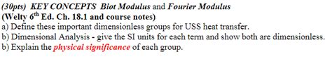 Solved 30pts Key Concepts Biot Modulus And Fourier Modulus