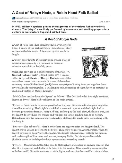 A Gest Of Robyn Hode A Robin Hood Analysis Descargar Gratis Pdf
