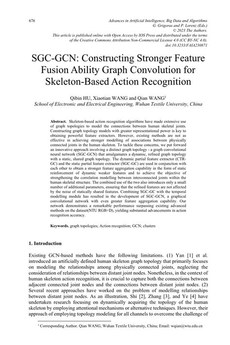 Pdf Sgc Gcn Constructing Stronger Feature Fusion Ability Graph Convolution For Skeleton Based