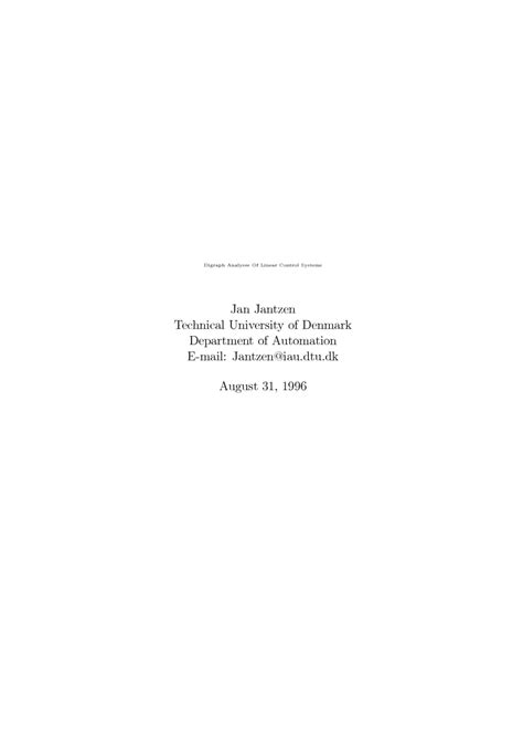 pdf digraph analyses of linear control systems