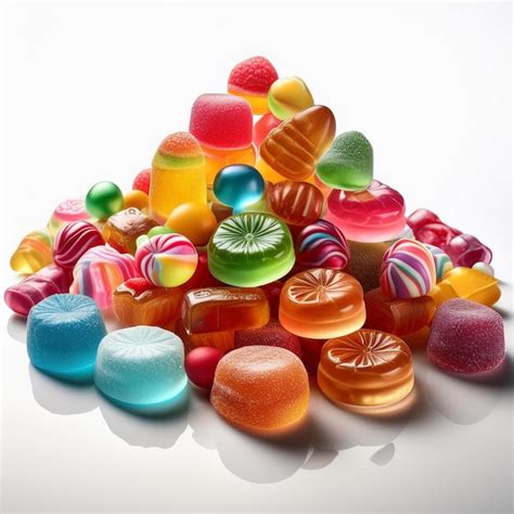 Sweets And Gummies On A White Background Premium Ai Generated Image
