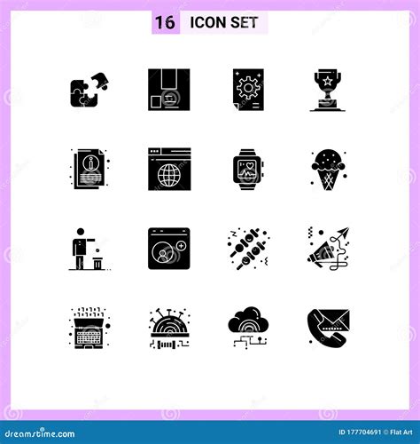 16 Thematic Vector Solid Glyphs And Editable Symbols Of Award Creative