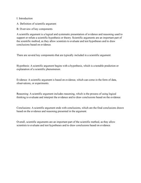 Basics Of Scientific Arguments 1 I Introduction A Definition Of