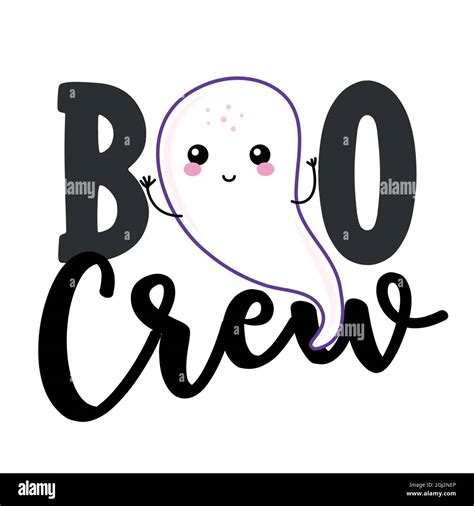 Boo Crew Halloween T Shirt Lettering Labels Design Cute Badge Hand