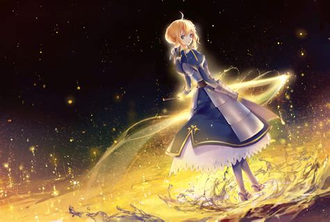 Armor Artoria Pendragon All Blonde Hair Blue Eyes Dress Fate Series