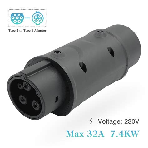 32a 7kw Type 2 Male Socket To Type 1 Fast Ev Adapter For American Ev