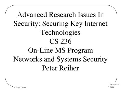Advanced Research Issues In Security Securing Key Internet
