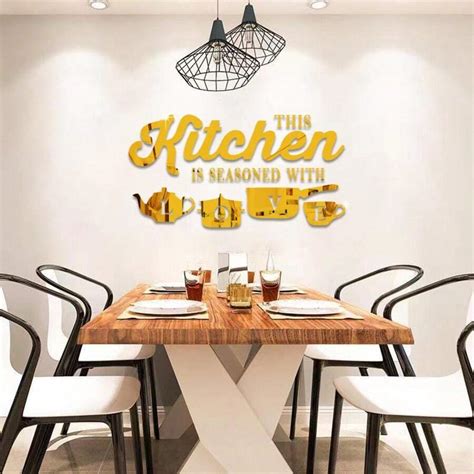 Acrylic Mirrored Wall Sticker For Kitchen Decor Removable Adhesive