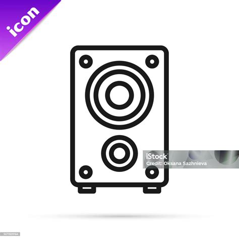 Black Line Stereo Speaker Icon Isolated On White Background Sound