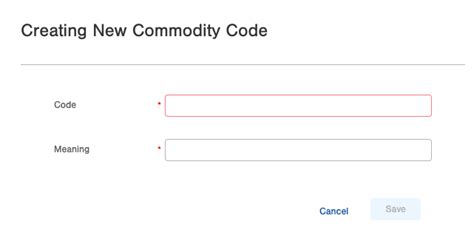 Create Commodity Codes
