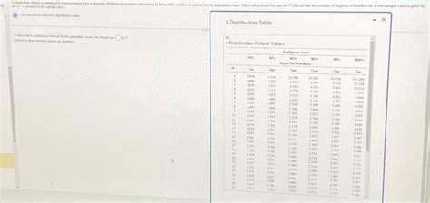 T Distribution Table Chegg