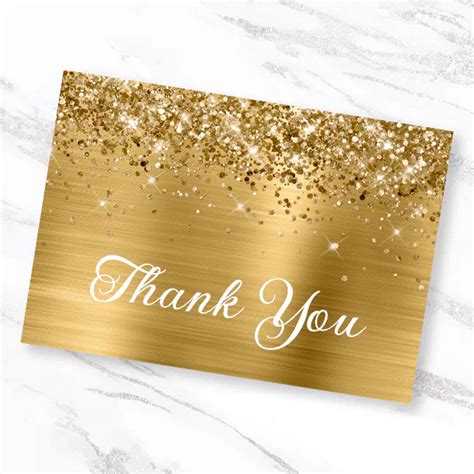 Gold Glitter And Foil 50th Birthday Thank You Card Zazzle