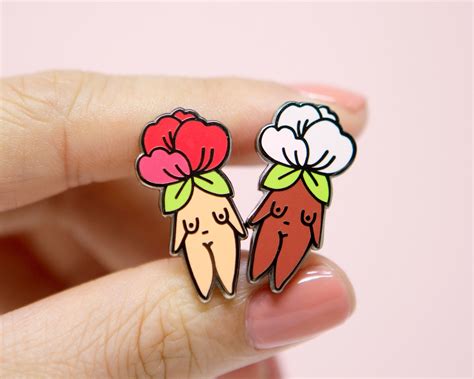 Feminist Enamel Pin Flower Girl Body Positive Bachelorette Etsy
