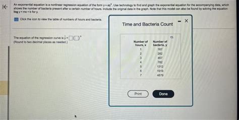 Solved An Exponential Equation Is A Nonlinear Regression Chegg