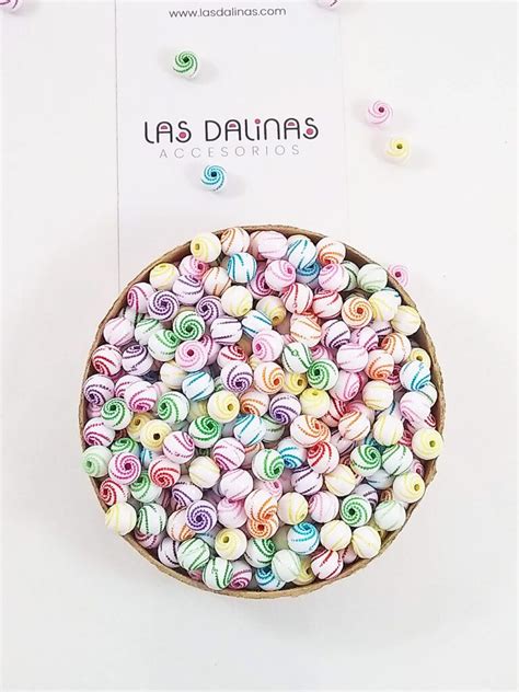 Bolitas Plásticas Rayas Colores 8mm X 25 Gramos ⋆ Las Dalinas Insumos