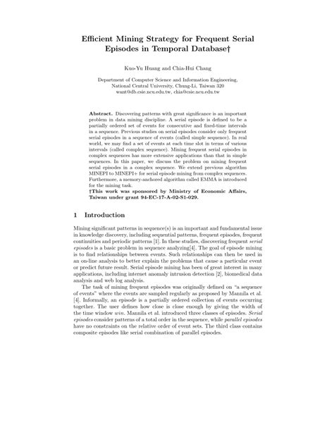 Pdf Efficient Mining Strategy For Frequent Serial Episodes In