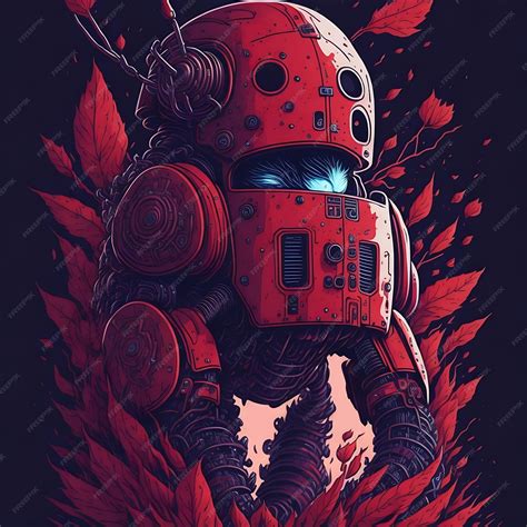 Premium Ai Image A Close Up Of A Cyber Robot On A Black Background An