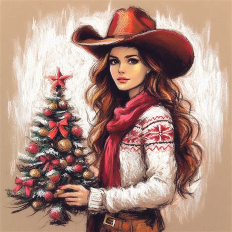 Western Christmas Cowgirl By Chutuart On Deviantart