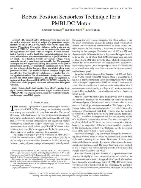robust position sensorless technique for a pdf electric motor