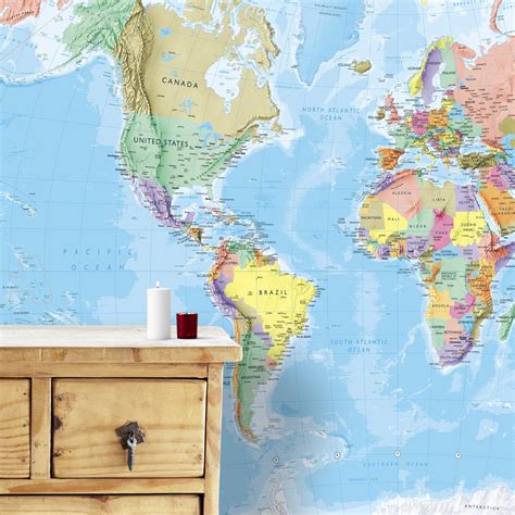 Maps International Giant World Map Mural Blue Ocean 91 X 62 India