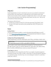 Learn Socket Programming In Python Lab Tasks Examples Course Hero