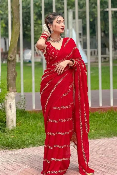 Karwa Chauth Look For Newly Married Saree Look Women Wedding Guest