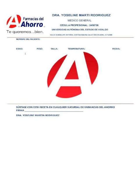 Receta Farmacia Del Ahorro Pdf
