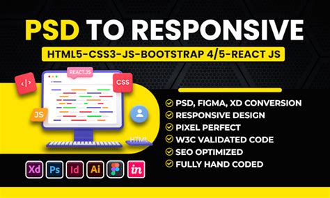 Convert Psd To Html Figma To Html Xd To Html Responsive Bootstrap 5